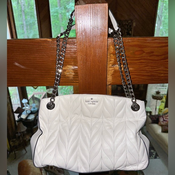 kate spade | Bags | Kate Spade White Chevron Quilted Shoulder Bag ...